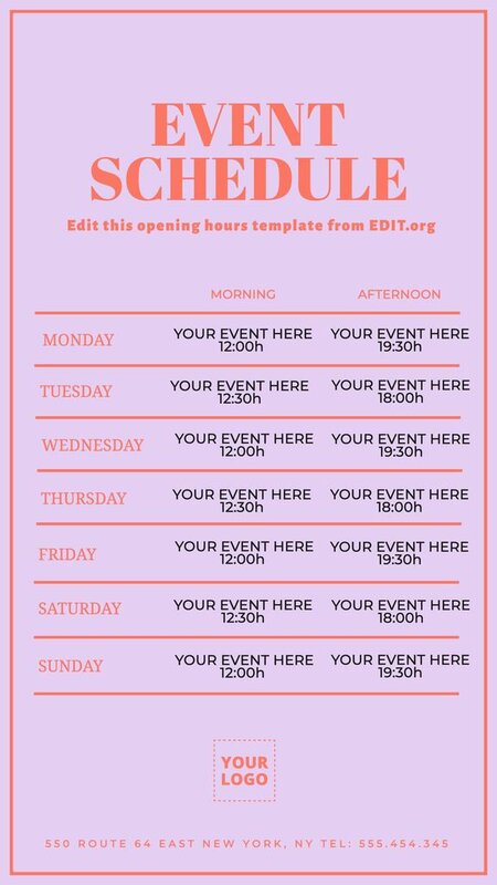 Opening hours templates online