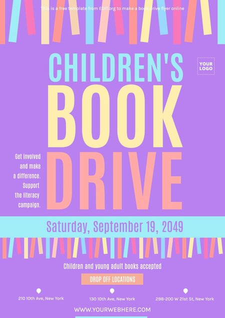 Customize book drive flyer templates