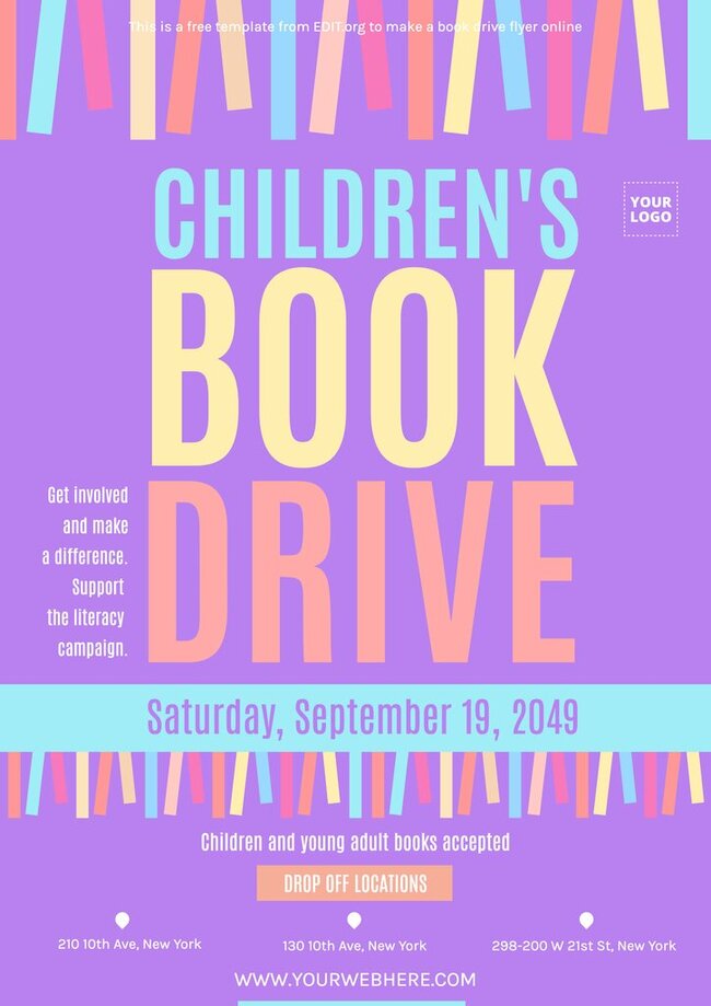 Customize book drive flyer templates