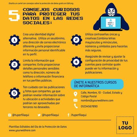 Pósters del Día de la Protección de Datos para editar