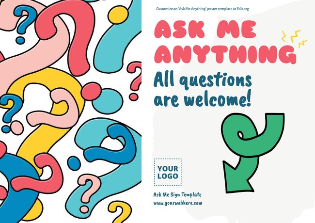 Ask Me Sign Templates for Business