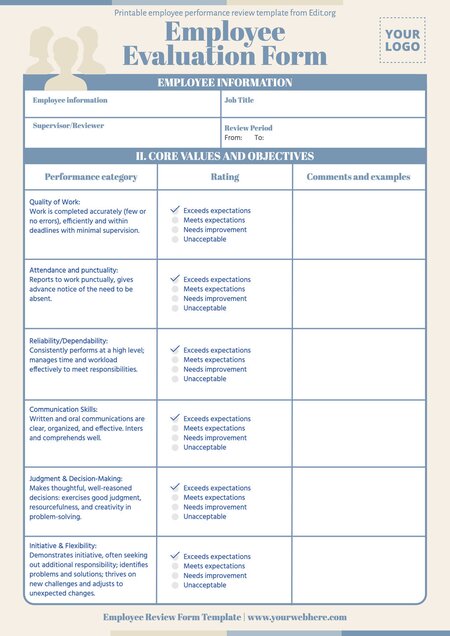 Free Employee Performance Review Templates