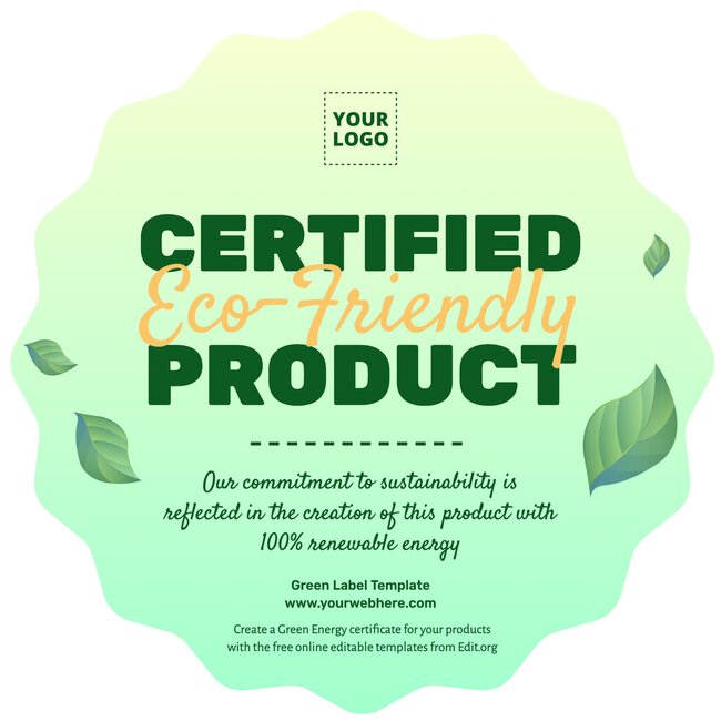 Custom Green Energy Label Templates