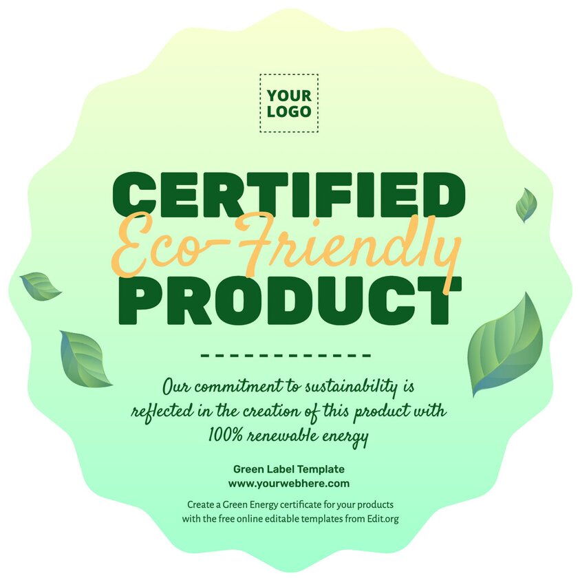 Custom Green Energy Label Templates