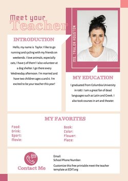 Edit free Meet the Teacher templates to print