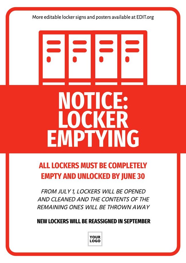 Printable locker room sign templates