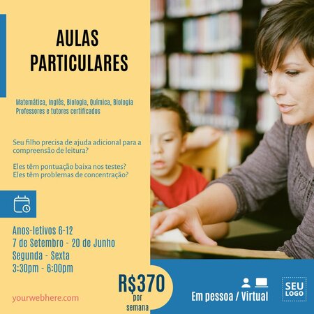 Modelos para cartazes de aulas particulares