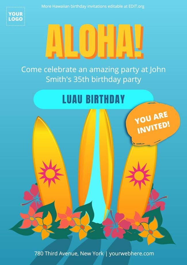 Free hawaiian Luau Invitation templates to customize online