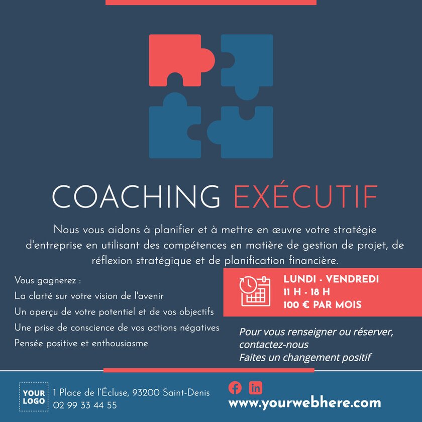 Designs pour promouvoir des services et des cours de coaching