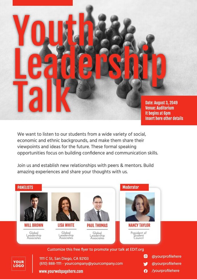 Editable talk flyer and invitation templates