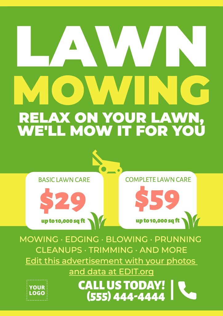 Lawn Mowing Poster Templates For New Clients