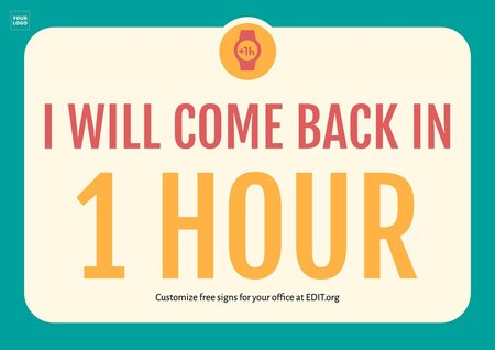 Edit free Back in 5 Minutes sign templates