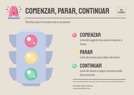 Plantillas de Comienza, Detén, Continúa editables