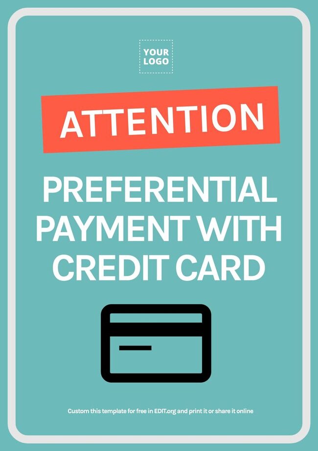 Custom payment sign templates to print