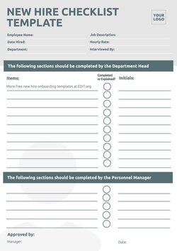 Editable New Hire Onboarding Checklist Templates