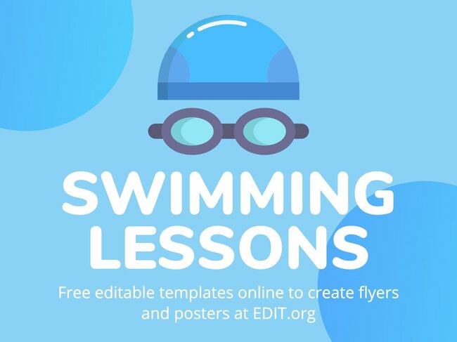 Editable images to create swimming lessons advertisements