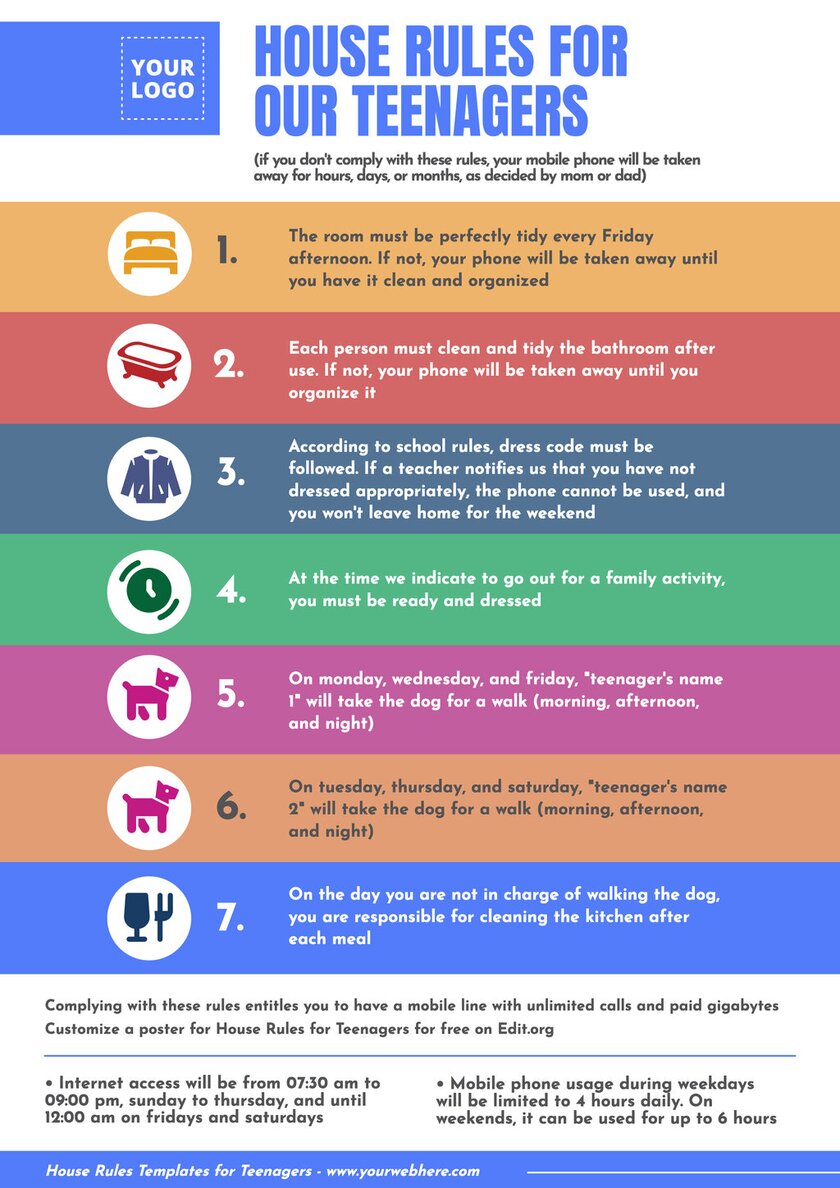 Create Posters with Rules for Teenagers at Home