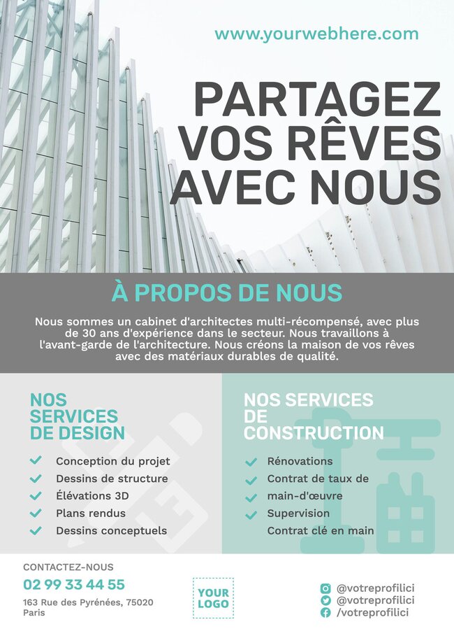 Annonces d'architectes personnalisables gratuites