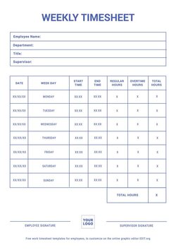 Online editable timesheet templates