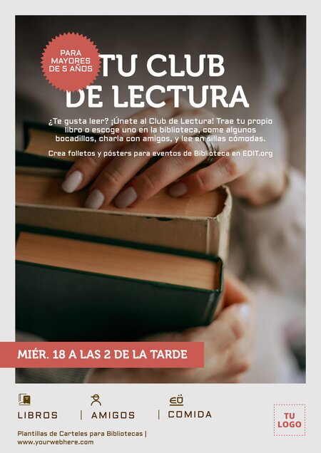 Diseña carteles de Bibliotecas con plantillas online