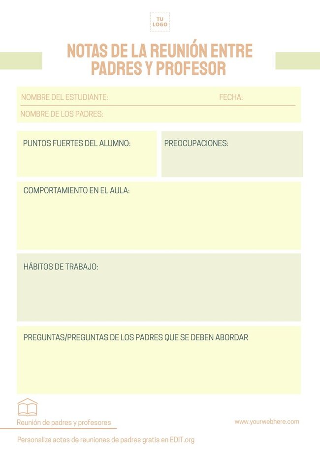 Crea un formulario de reunión con padres gratis