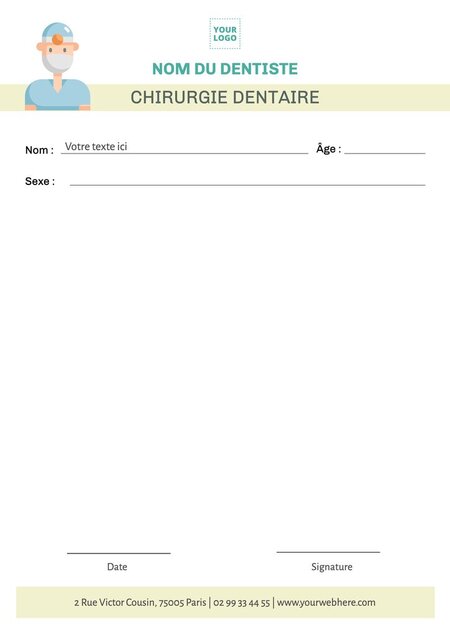 Personnalisez un modèle imprimable de prescription médicale