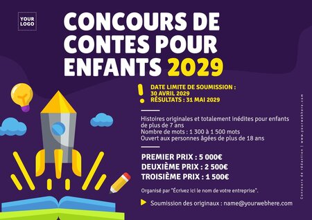 Modèles d'affiches de concours de rédaction à éditer en ligne