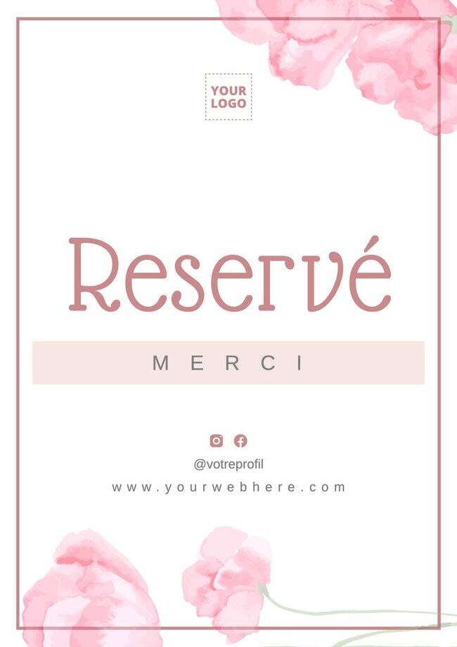 Personnalisez les panneaux de réservation de tables imprimables