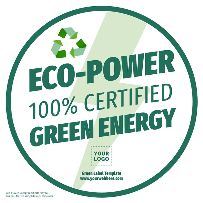 Custom Green Energy Label Templates