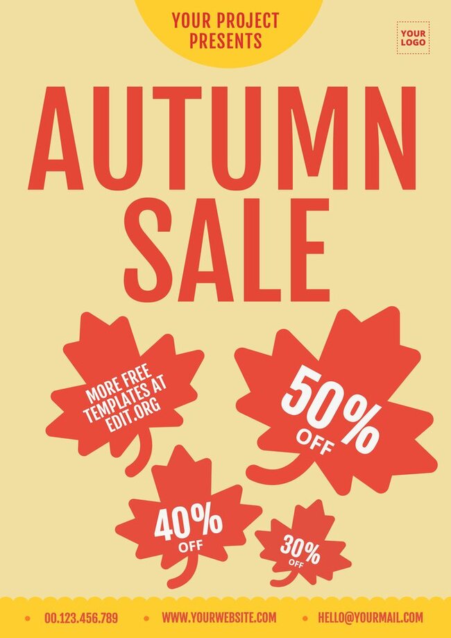 Editable Fall Sales Poster Templates Online