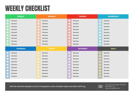 Online Editable Checklist Templates