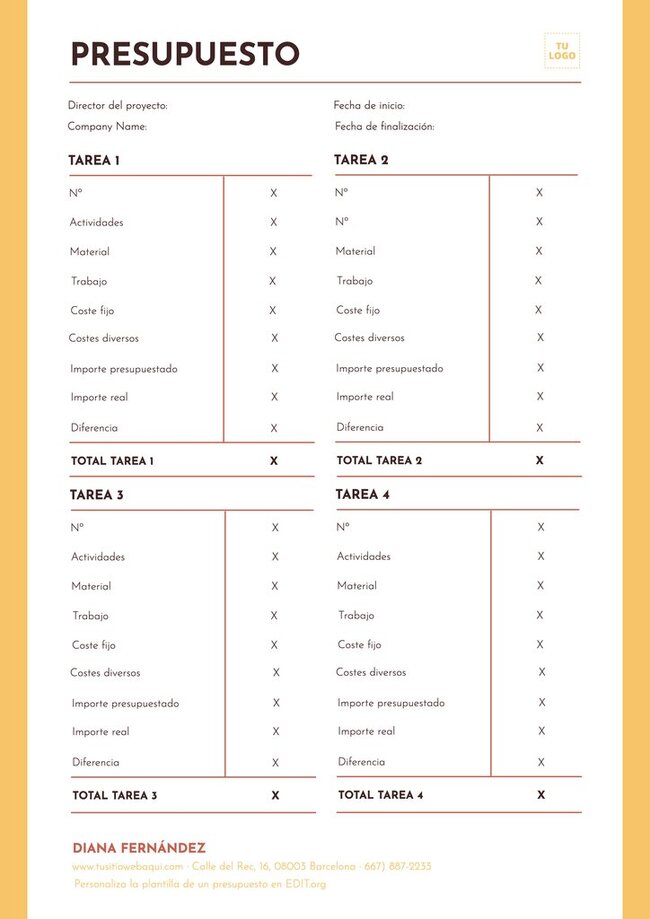 Plantillas para hojas de presupuestos gratis