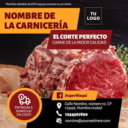 Crea un cartel de Carnicería con plantillas editables