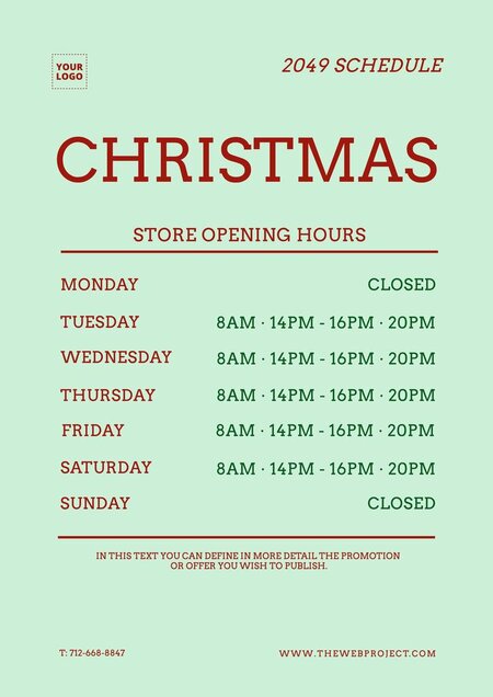 Opening hours templates online