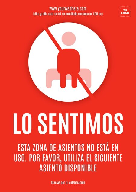 Crea un cartel de Prohibido Sentarse para imprimir