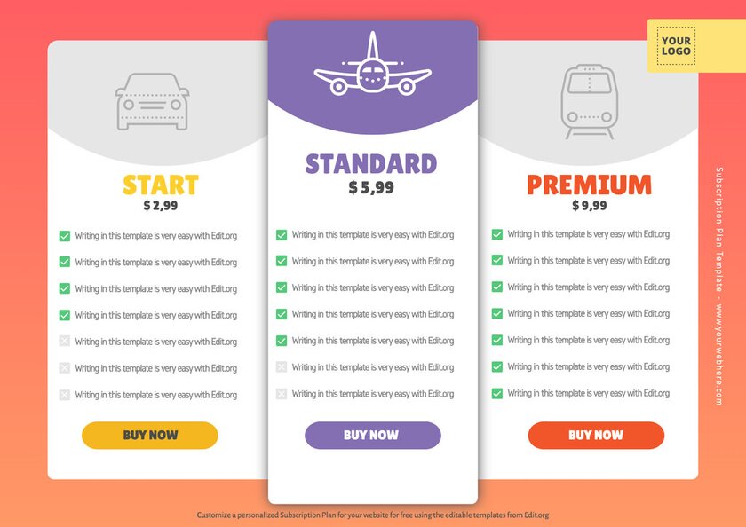 Free Pricing Table Templates to Download
