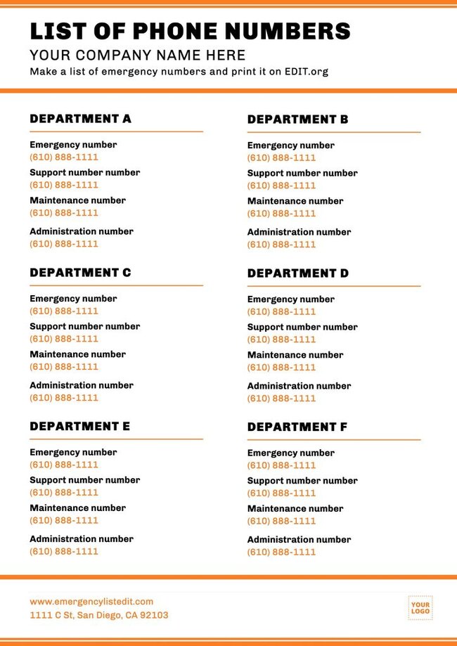 Create a free List of Phone Numbers Online