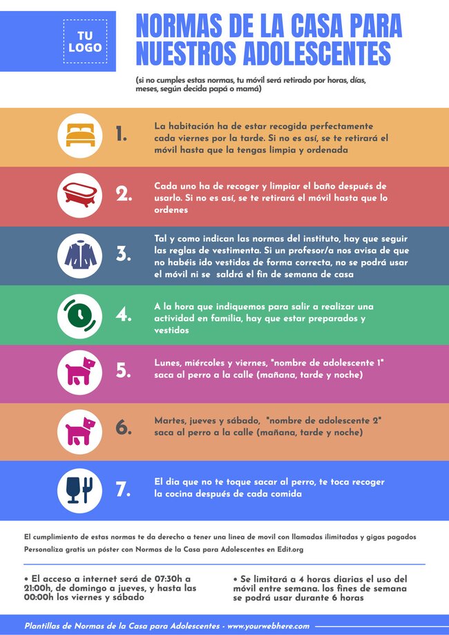 Carteles con Normas de Casa para Adolescentes