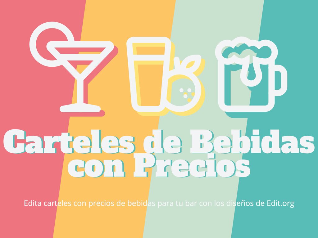 Carteles de Bebidas con Precios: plantillas editables online