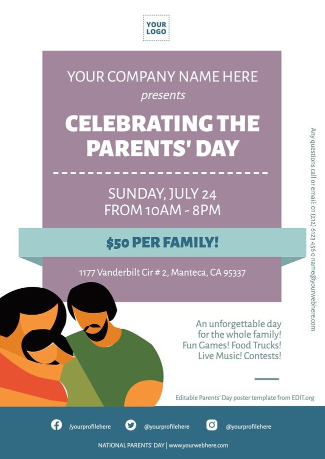 Editable Parents' Day card templates
