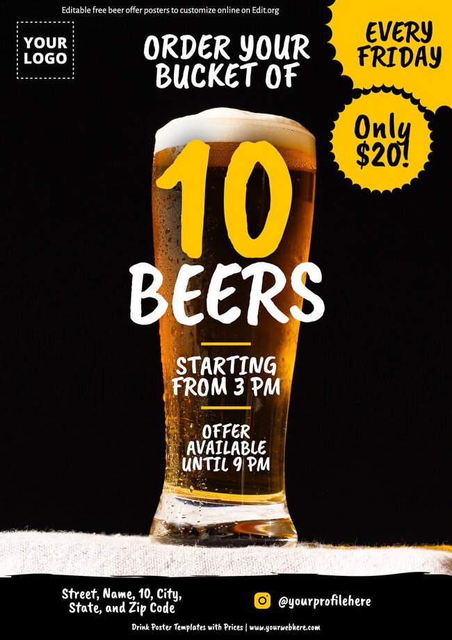 Create Drink Posters with Prices for Free