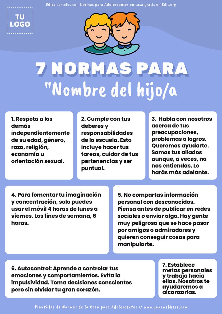 Carteles con Normas de Casa para Adolescentes