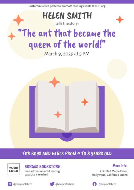 Reading poster templates to edit online