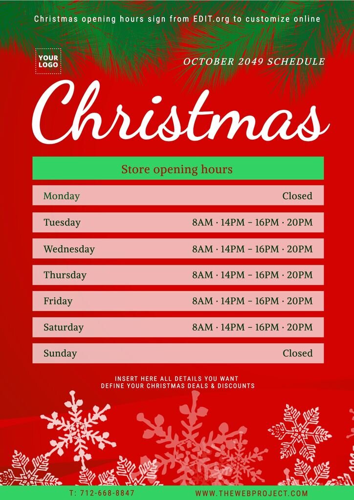 Opening Hours Templates Online
