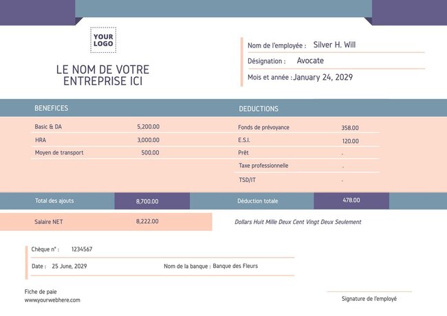 Modèles de fiches de paie à modifier gratuitement