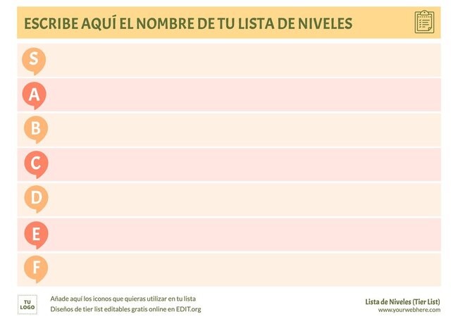 Creador de Tier List gratis online