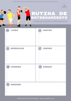 Plantillas de Calendario de Entrenamiento para imprimir