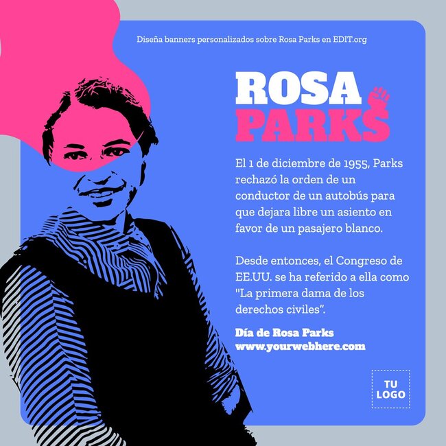 Diseña pósters del Día de Rosa Parks con plantillas editables