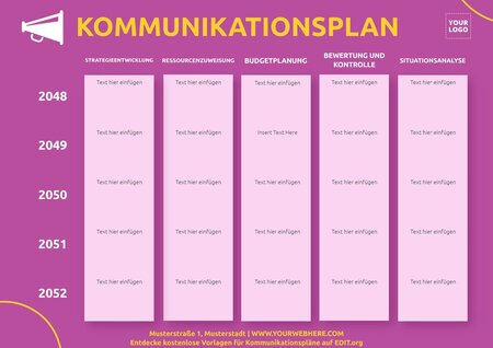 Kostenlose Vorlagen für Kommunikationspläne