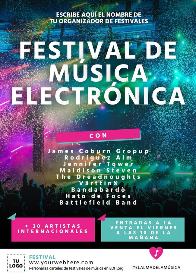Cartazes editáveis gratuitos para festivais de música
